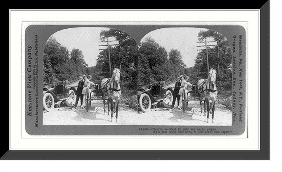 Historic Framed Print, [Picture story in 4 stereoscopic frames: another ...