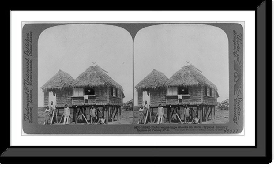 Historic Framed Print, Picturesque nipa shaks on stilts - typical ...