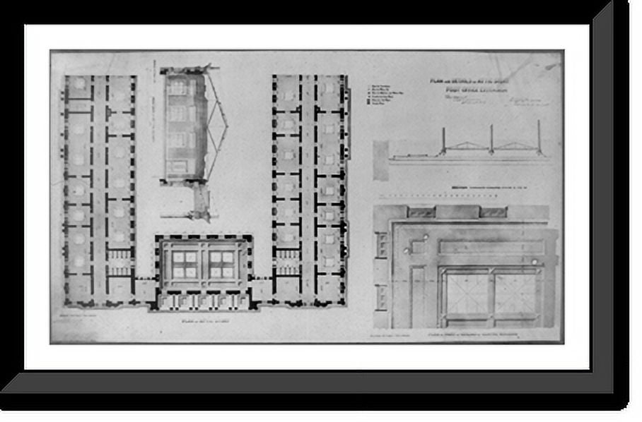 Historic Framed Print, Plan and details of attic story, 17-7/8" x 21-7/ ...