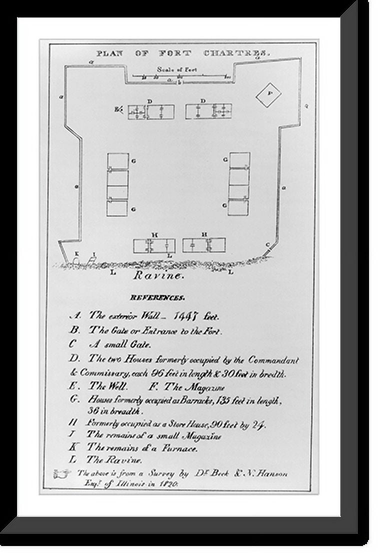 Historic Framed Print, Plan of Fort Chartres [Illinois], 17-7/8" x 21-7 ...
