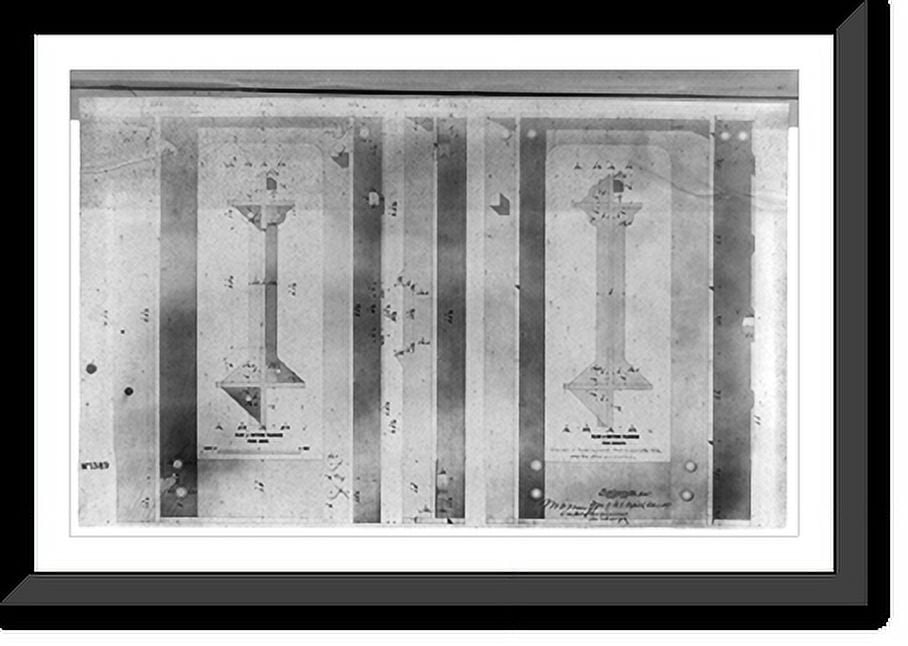 Historic Framed Print, Plan of bottom flanges from above and beneath ...