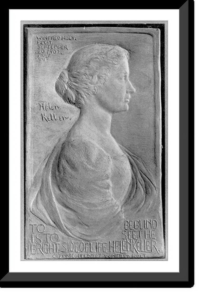 Historic Framed Print, [Plaque showing Helen Keller, half lgth., right ...