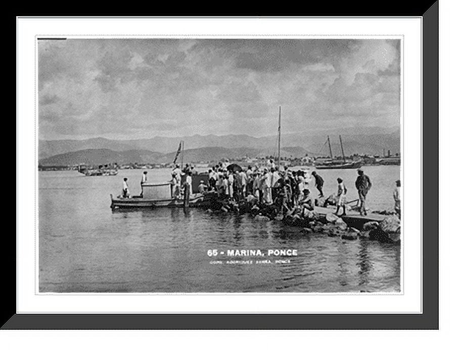 Historic Framed Print, [Ponce, Puerto Rico - crowded scene at marina ...