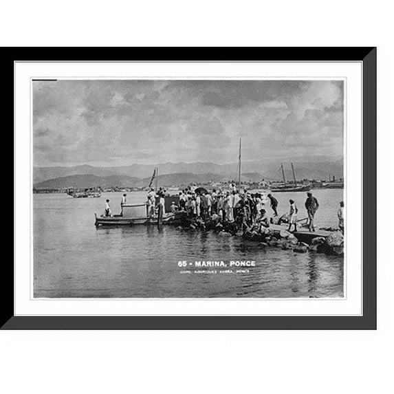 Historic Framed Print, [Ponce, Puerto Rico - crowded scene at marina ...