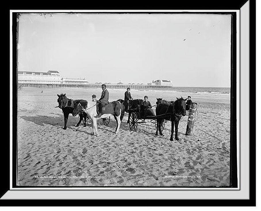 Historic Framed Print, Ponies on the beach, Atlantic City, N.J., 17-7/8 ...