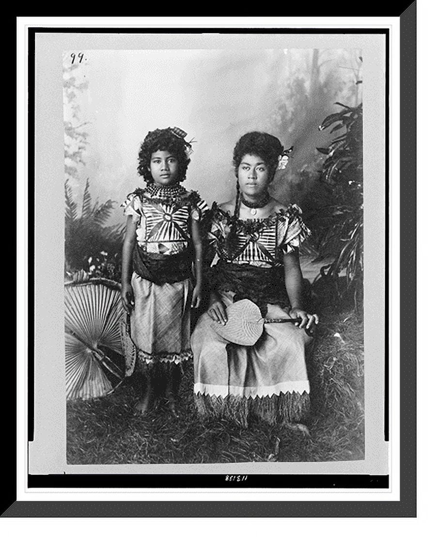Historic Framed Print, [Portrait of girl and woman, Samoan princesses ...