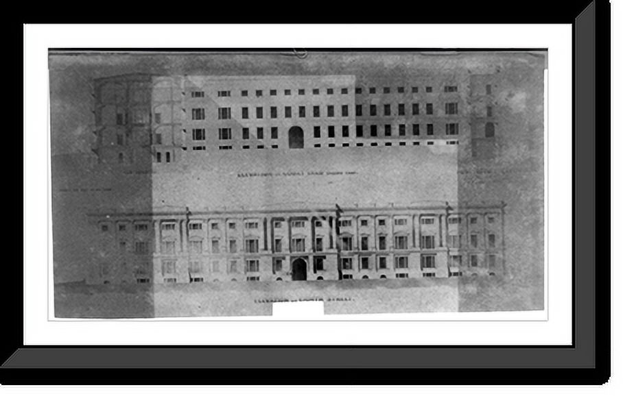 Historic Framed Print, Post Office extension, elevation in courtyard ...