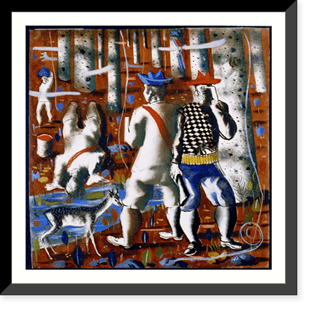 Historic Framed Print, [Preparatory drawing for Entry into the forest ...