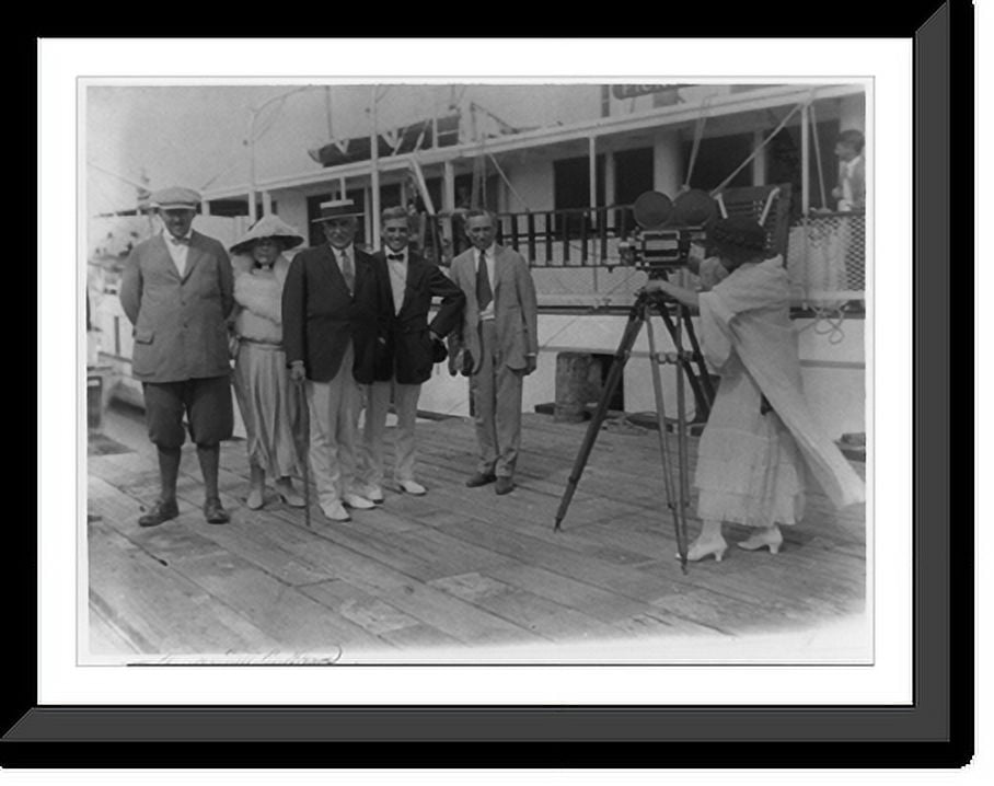 Historic Framed Print, [Pres. Harding and four other people being ...