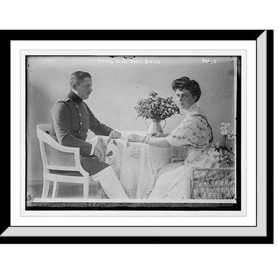 Historic Framed Print, Prince Eitel Fritz and wife, seated at table, 17 ...