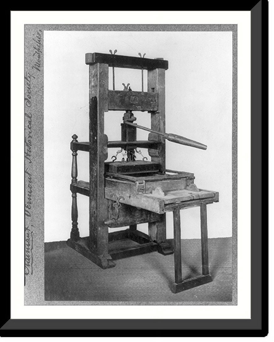 Historic Framed Print, [Printing press used by Stephen Daye in ...