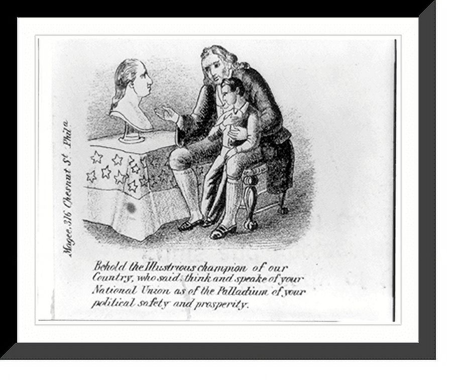 Historic Framed Print, [Pro-Union cartoon quoting Washington as an ...