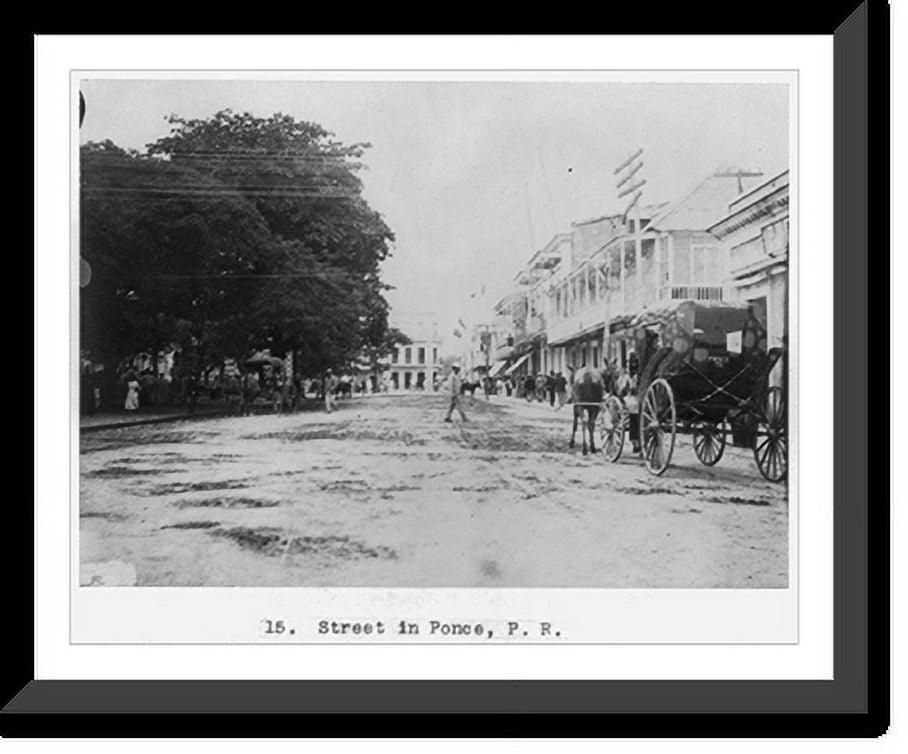 Historic Framed Print, Puerto Rico: Street in Ponce, Puerto Rico, 17-7/ ...