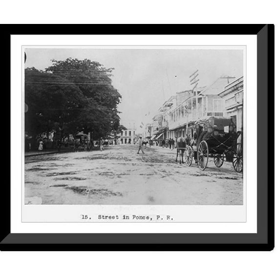 Historic Framed Print, Puerto Rico: Street in Ponce, Puerto Rico, 17-7/ ...