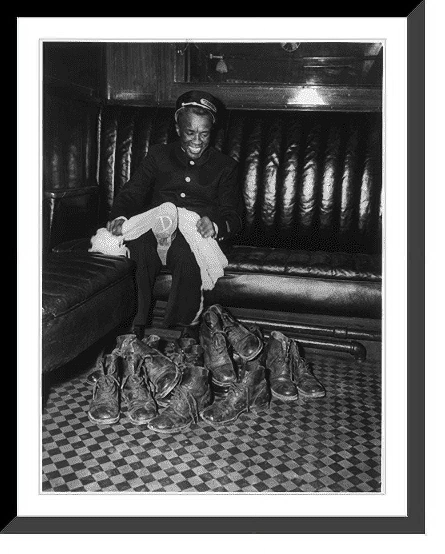 Historic Framed Print, Pullman porter [African American] buffing pile ...