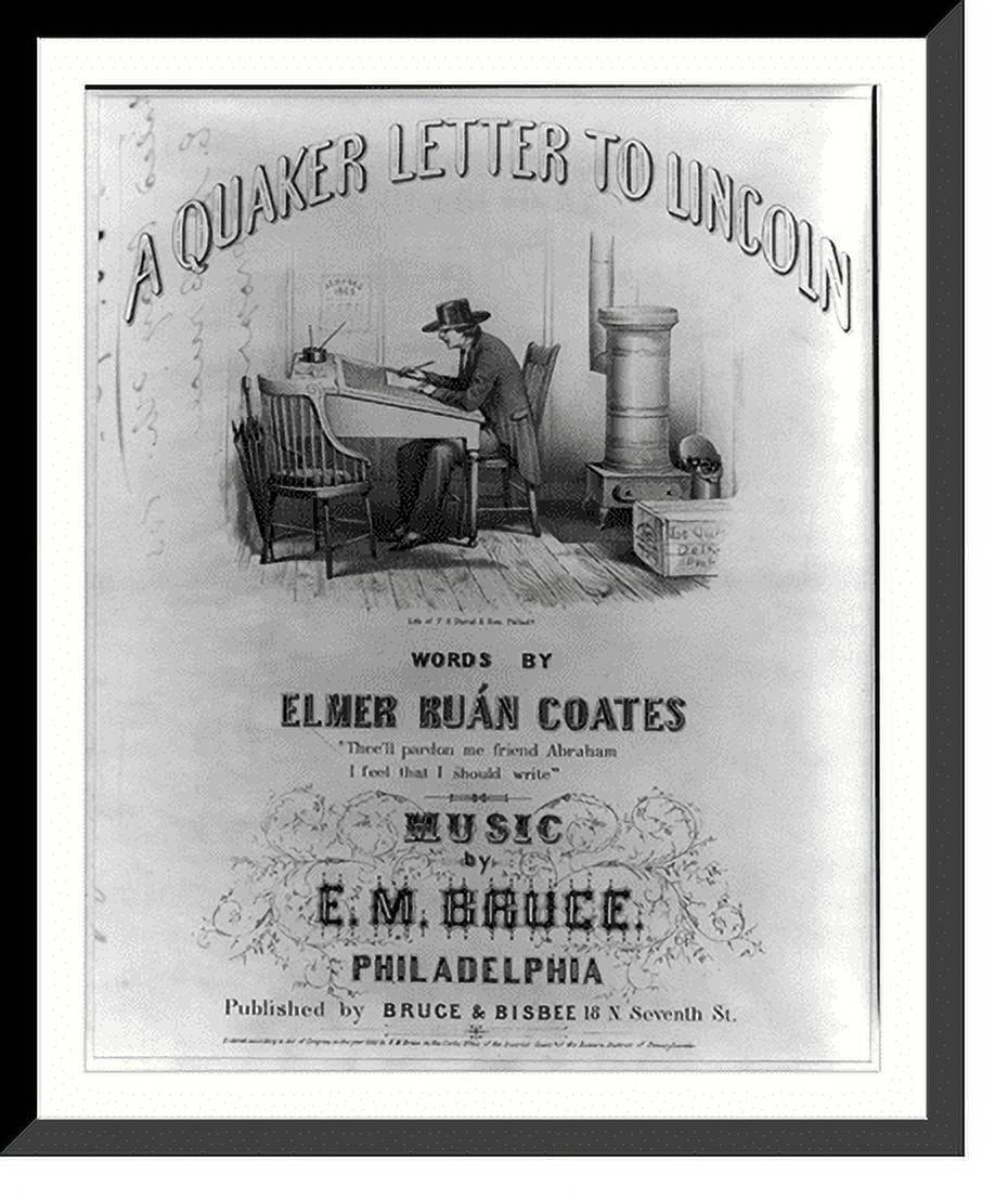 Historic Framed Print, A Quaker letter to Lincoln, words by Elmer Ruán ...