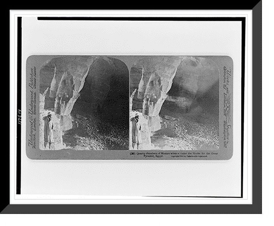 Historic Framed Print, Quarry chambers of Masara whence came the blocks ...