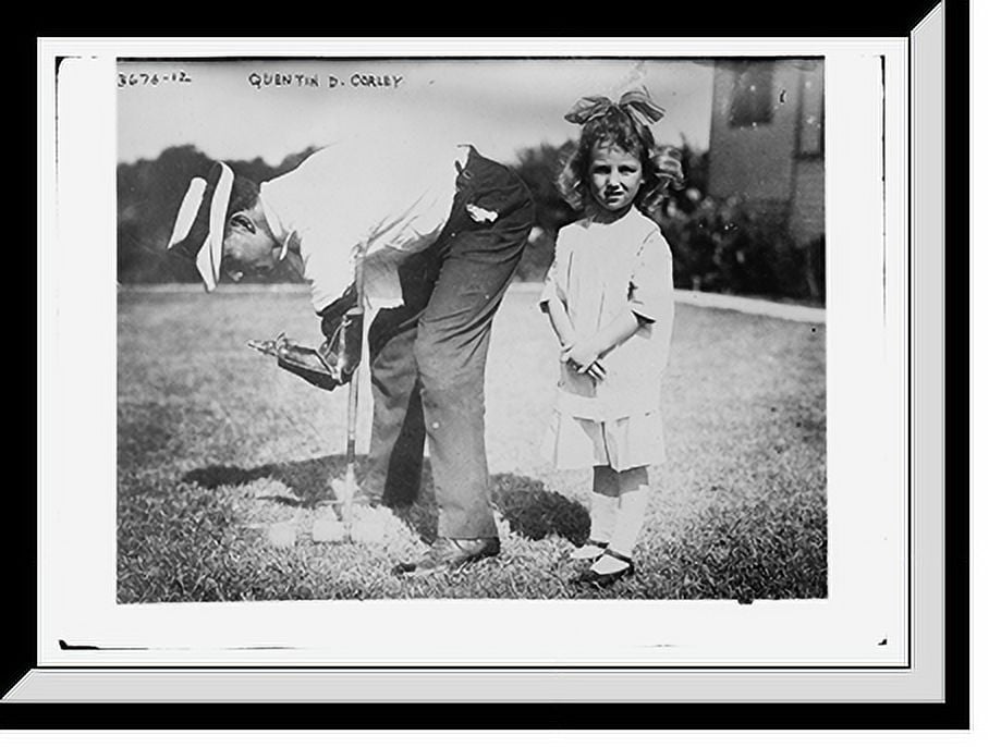Historic Framed Print, Quentin D. Corley man with hooks playing croquet ...