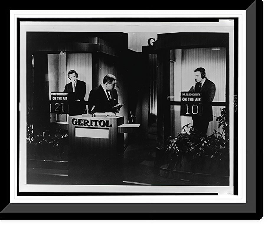 Historic Framed Print, [Quiz show 21" host Jack Barry turns toward ...