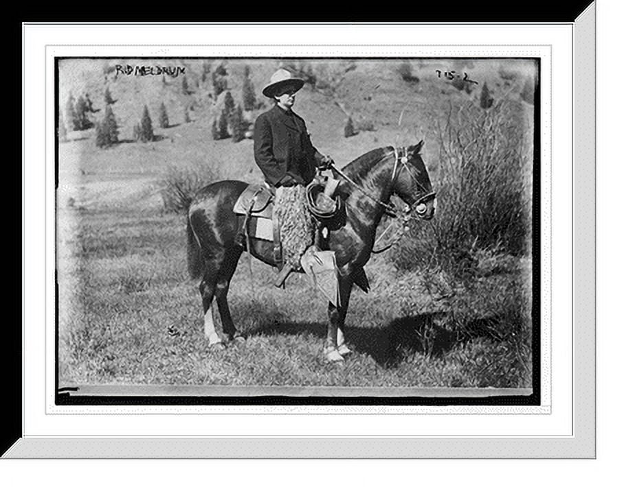 Historic Framed Print, R.D. Meldrum, in cowboy outfit, on quarter horse ...