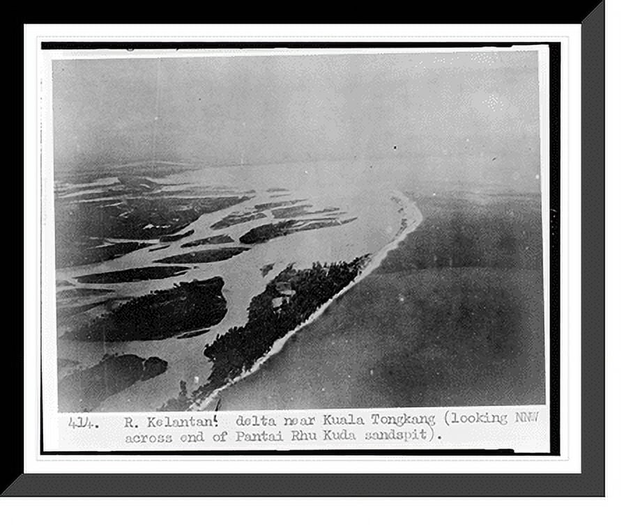 Historic Framed Print, R. Kelantan: delta near Kuala Tongkang (looking NNW across end of Pantai ...
