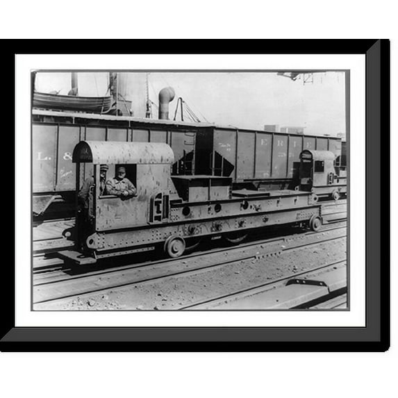 Historic Framed Print, [Railroad freight equipment at Buffalo Harbor ...