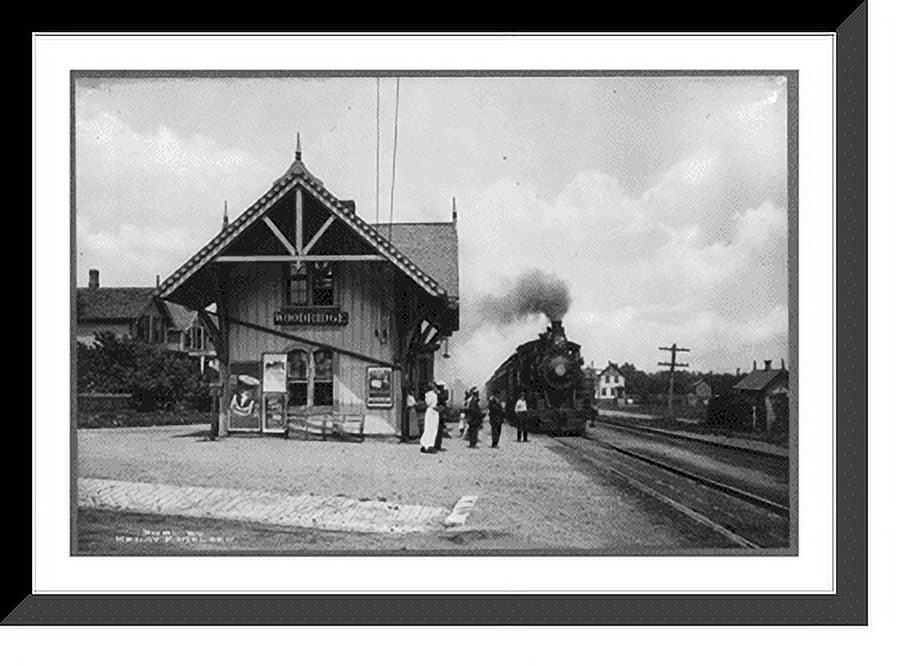Historic Framed Print, Railroad station [and train], Woodridge, N.J ...