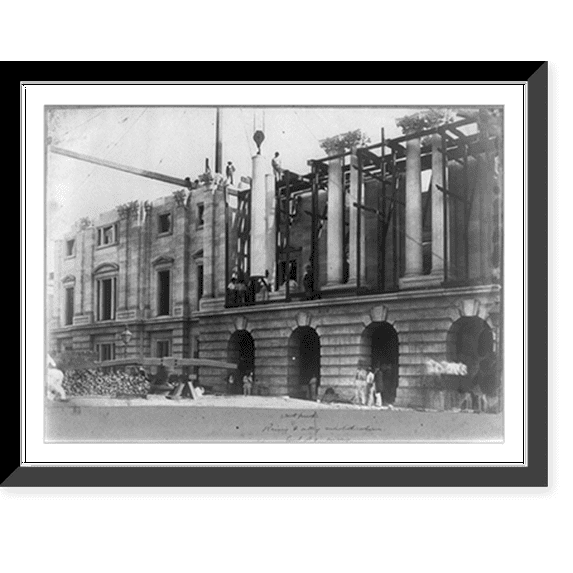 Historic Framed Print, Raising and setting monolithic column, Genl. P.O ...