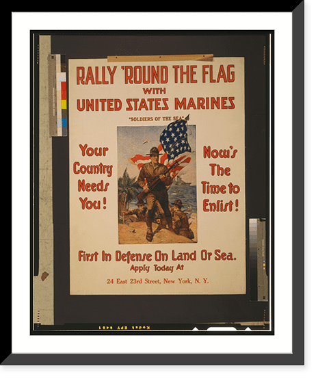 Historic Framed Print, Rally 'round the flag with United States Marines ...