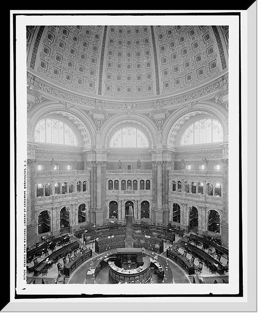 Historic Framed Print, Reading Room rotunda, Library of Congress ...