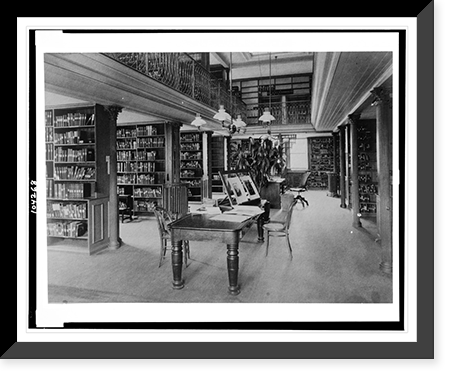Historic Framed Print, [Reading room in public library, Brookline ...