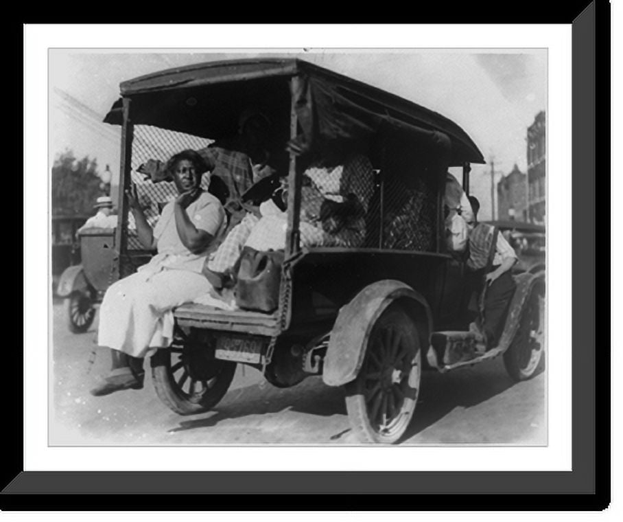 Historic Framed Print, [Rear view of truck carrying African Americans ...