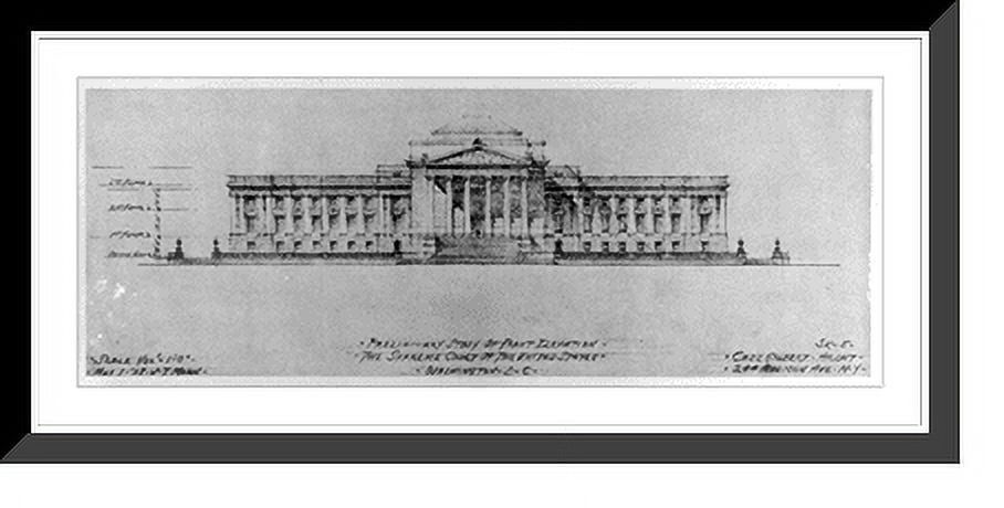 Historic Framed Print, [Repr. of architectural drawings and photos of U ...