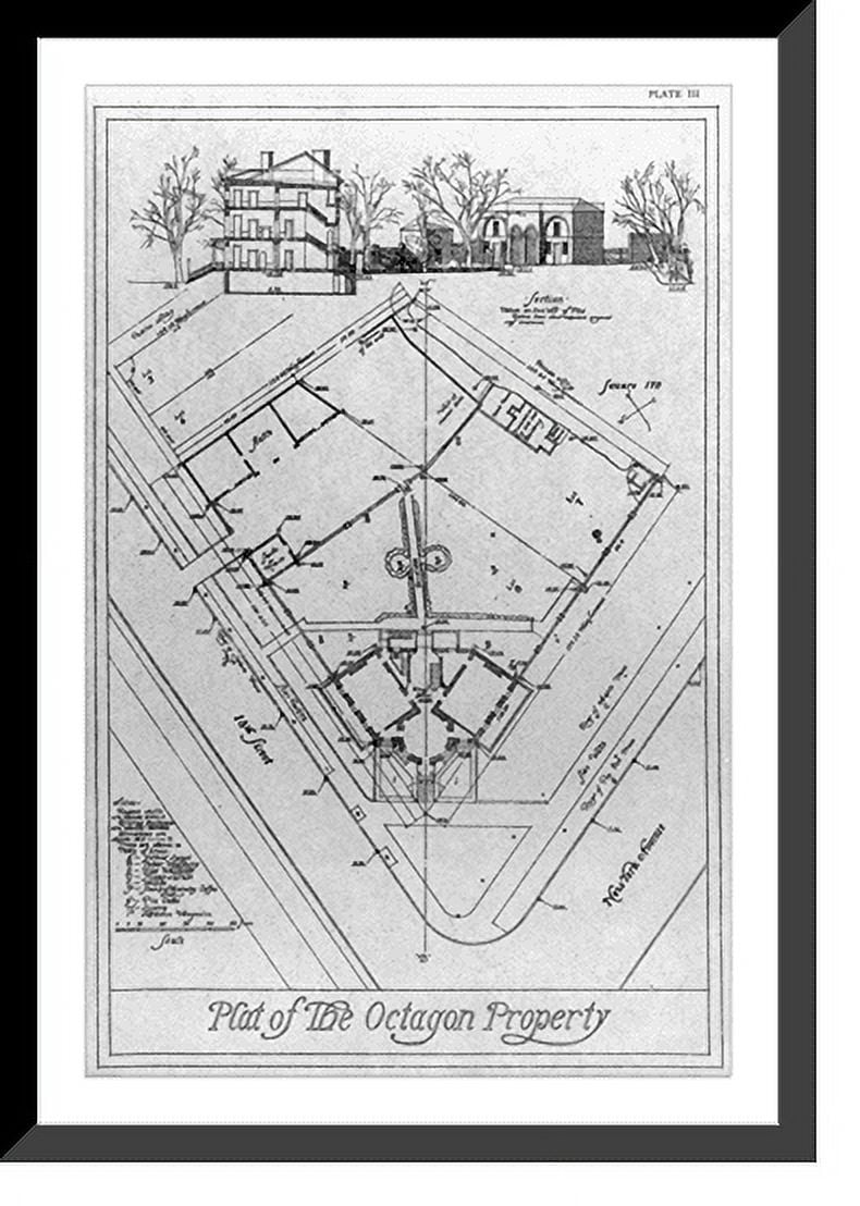 Historic Framed Print, [Repro. of 9 architectural drawings of Octagon ...