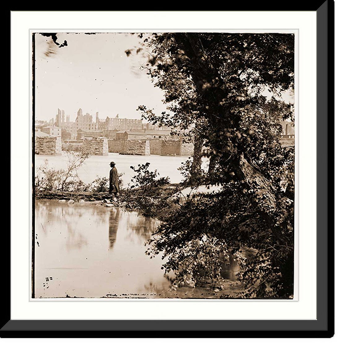 Historic Framed Print, Richmond Virginia. View of burned district and ruins of Mayos bridge from ...