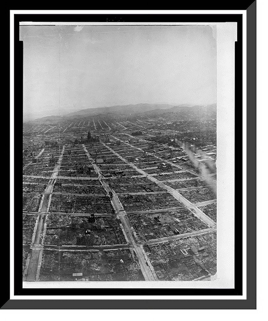 Historic Framed Print, Ruins of San Francisco, Nob Hill in foreground ...