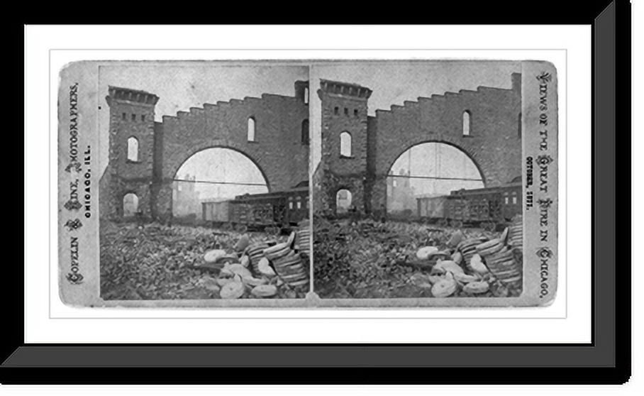 Historic Framed Print, [Ruins at Union Depot, after the great fire of ...