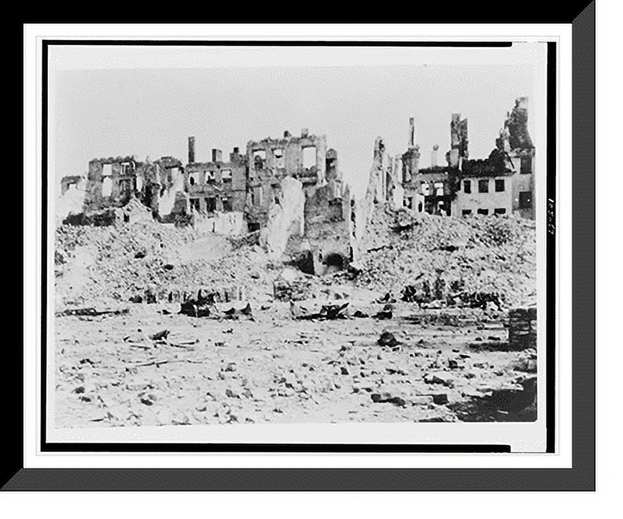 Historic Framed Print, [Ruins of buildings after bombing, probably ...