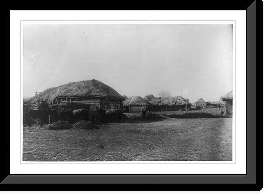 Historic Framed Print, [Russian farm scene showing thatched-roof ...