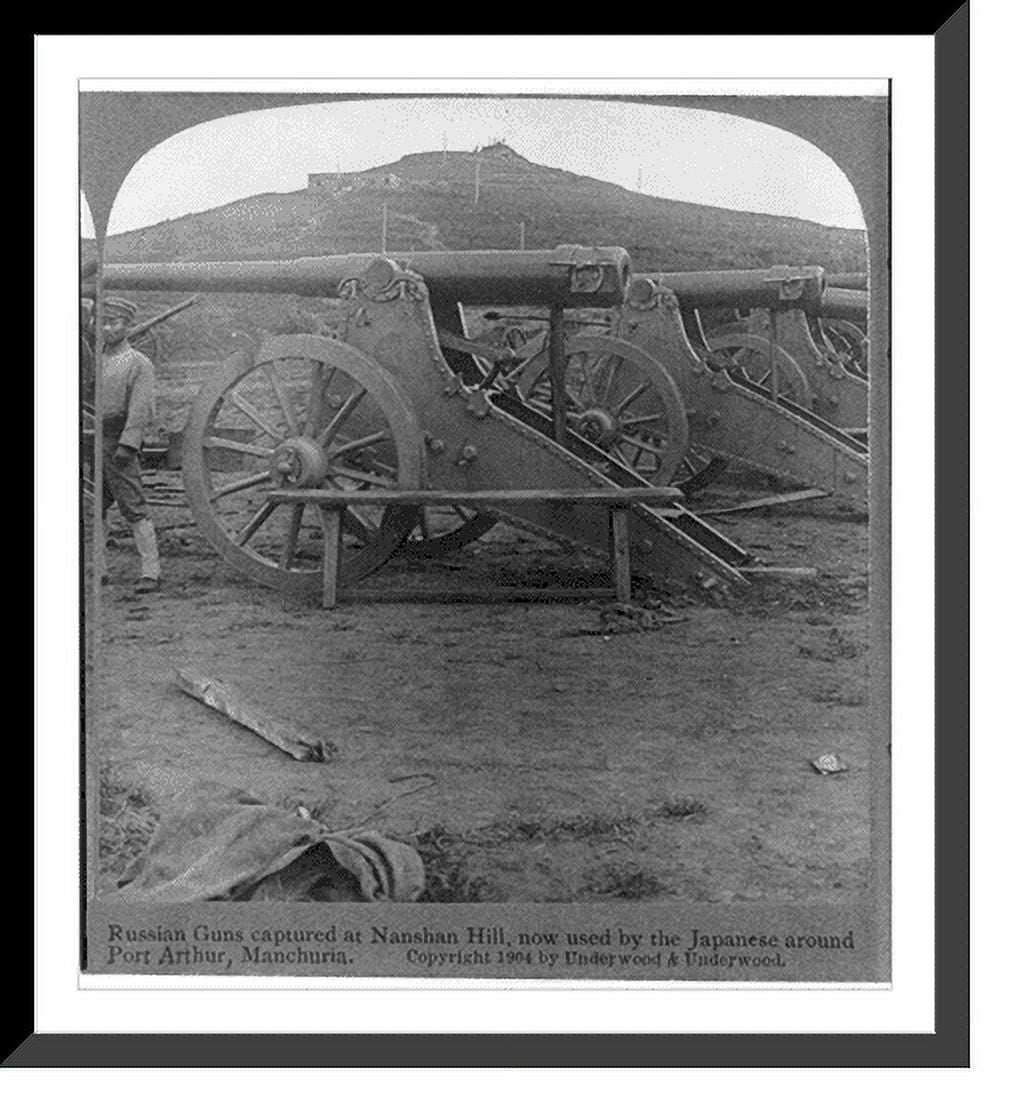 Historic Framed Print, Russian guns captured at Nanshan Hill, now used ...