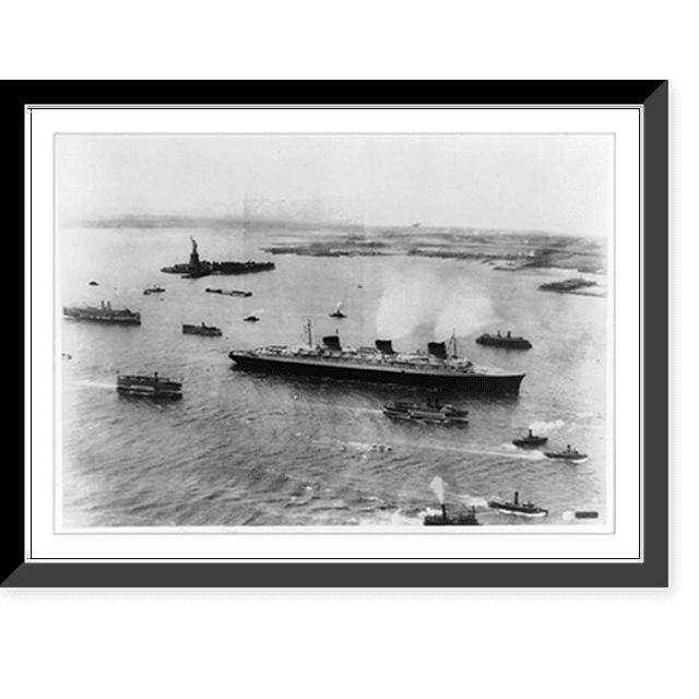 Historic Framed Print, S.S. Normandie arriving in New York Harbor on ... Historic Framed Print, S.S. Normandie arriving in New York Harbor on ...