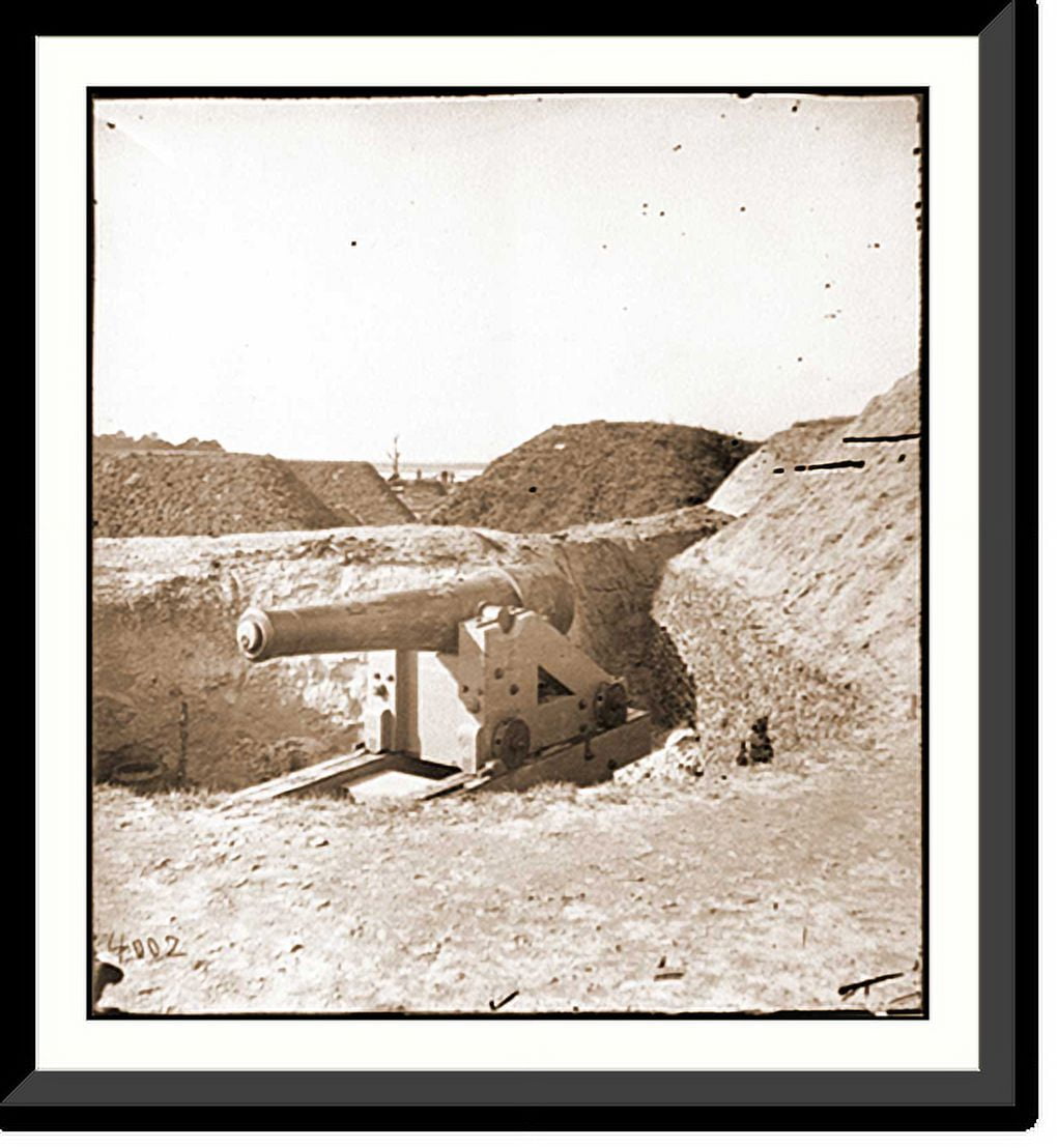 Historic Framed Print, Savannah Ga. vicinity. Confederate gun at Fort ...