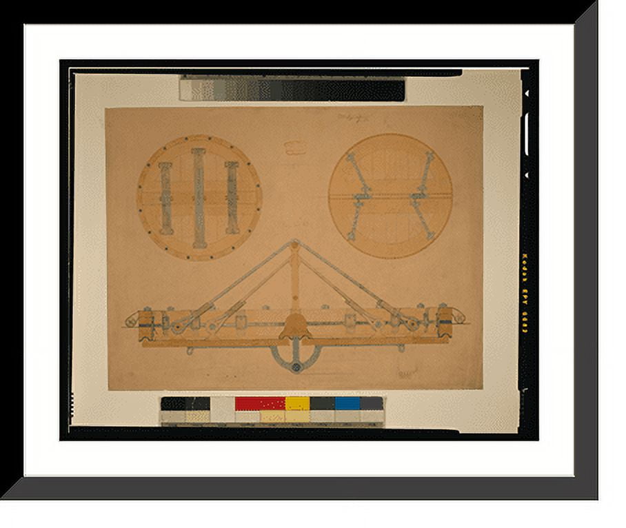 Historic Framed Print, [Scaled design drawing for the valve assembly of ...
