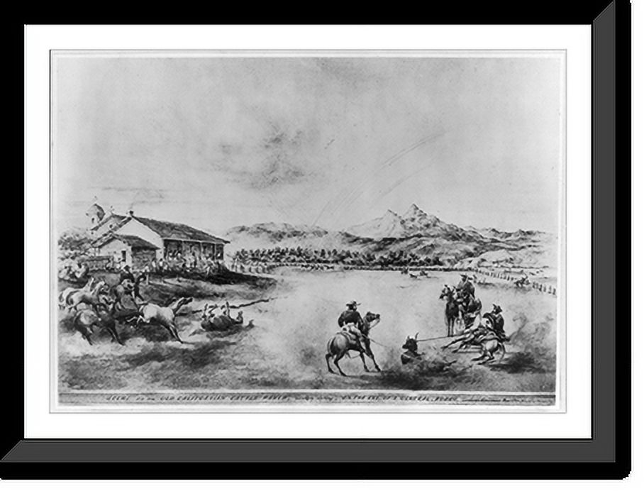 Historic Framed Print, [Scene on an old Californian cattle ranch in ...