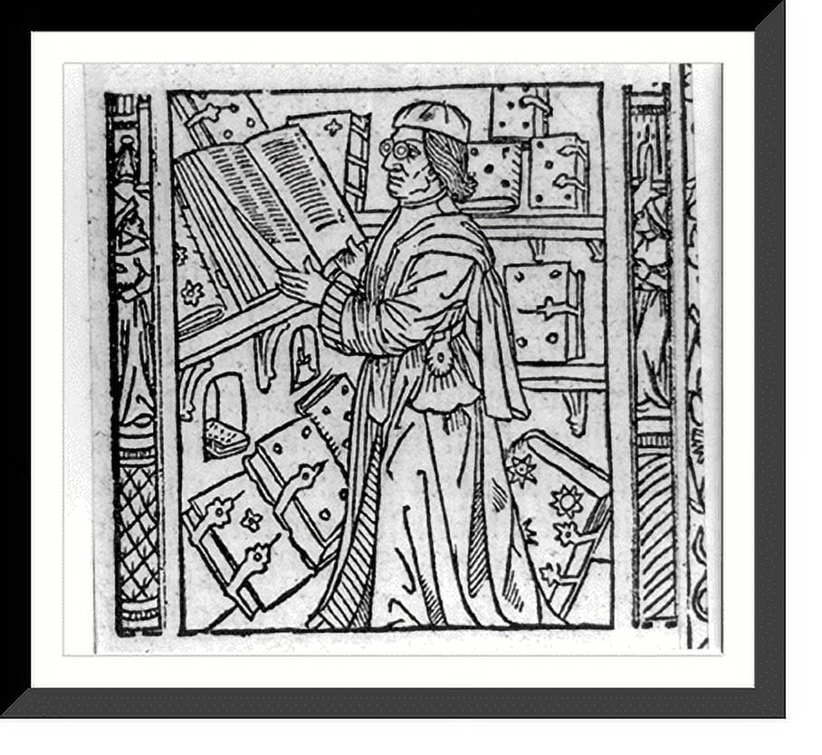 Historic Framed Print, Scholar reading, in library, 17-7/8" x 21-7/8 ...