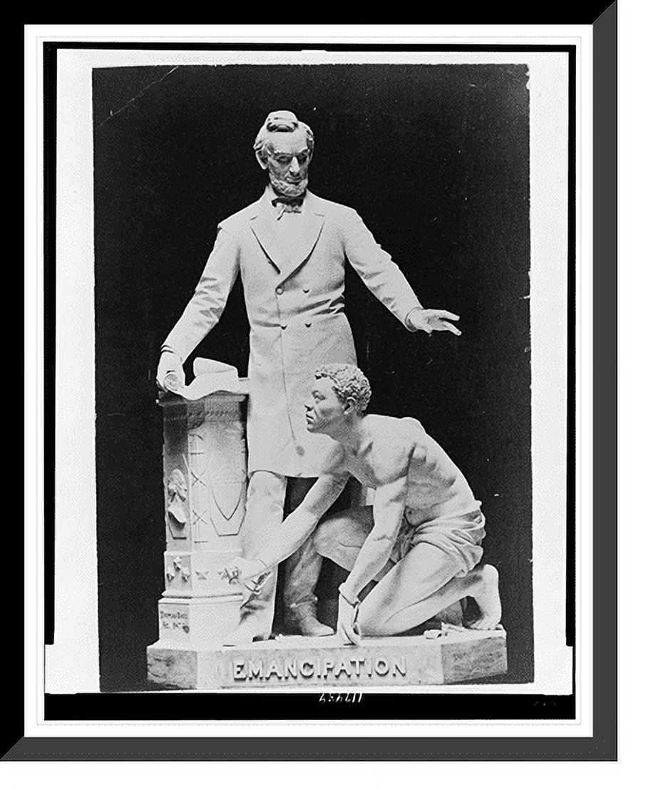 Historic Framed Print, [Sculpture of Abraham Lincoln standing above ...
