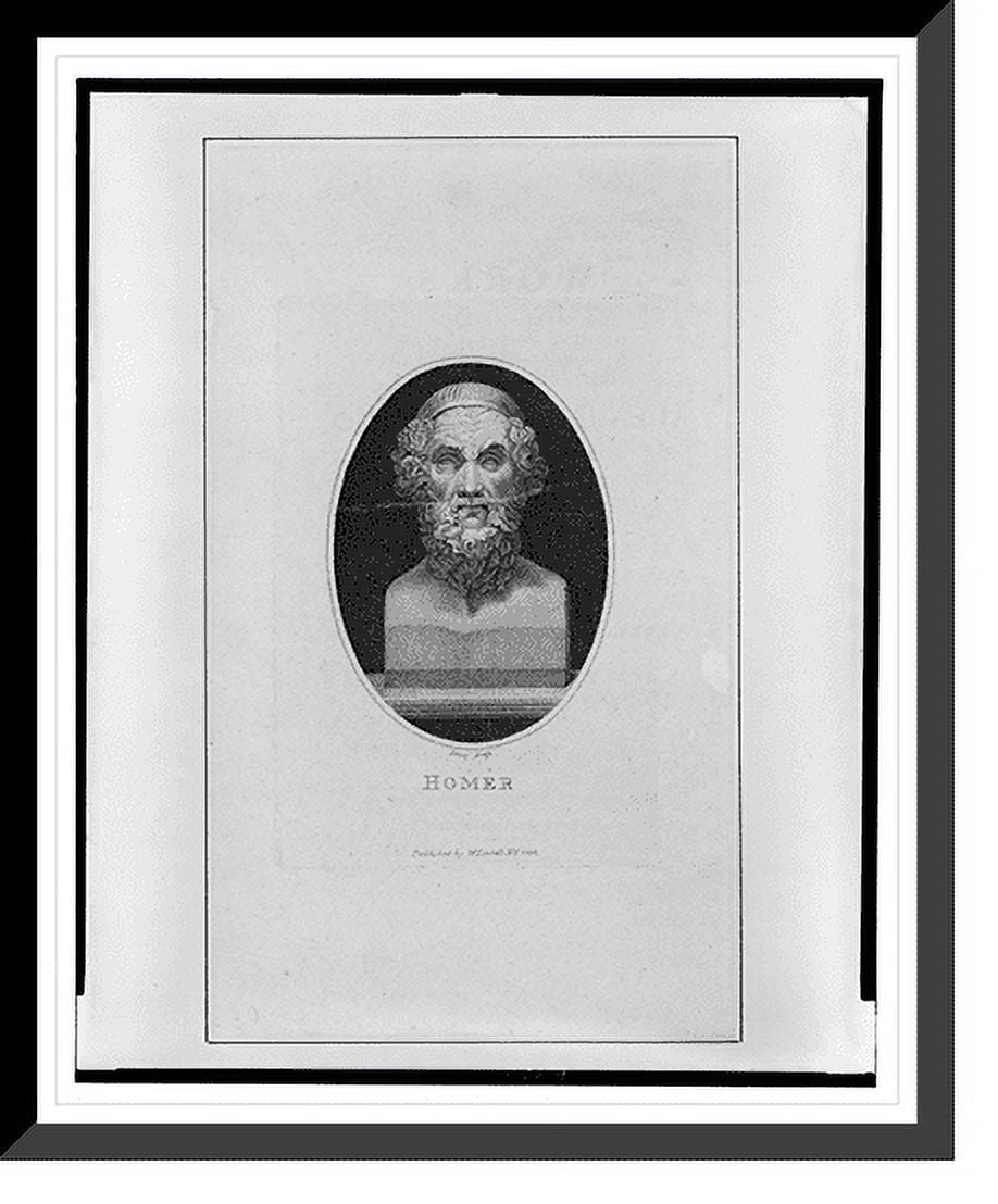 Historic Framed Print, [Sculpture of Homer, bust portrait, facing front ...