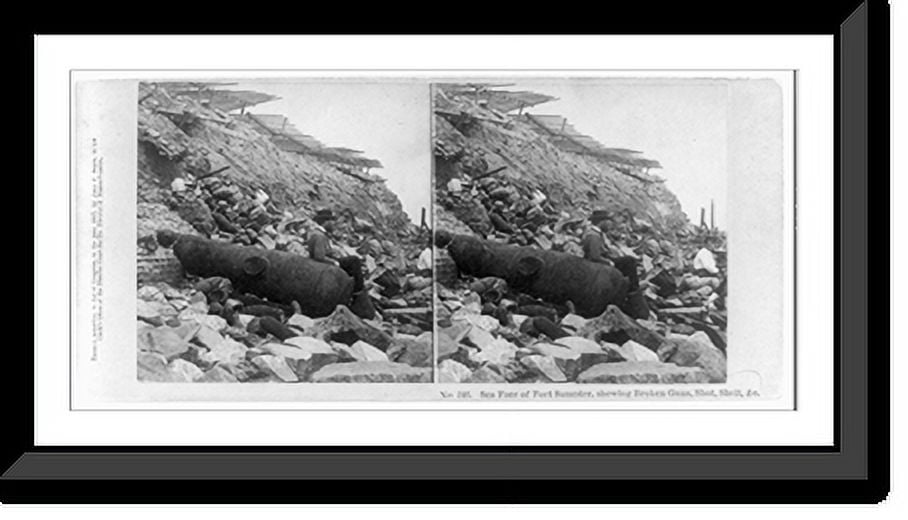 Historic Framed Print, Sea face of Fort Sumpter [sic], showing broken guns, shot, shell, &c., 17 ...
