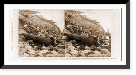 Historic Framed Print, Sea face of Fort Sumpter sic showing broken guns ...