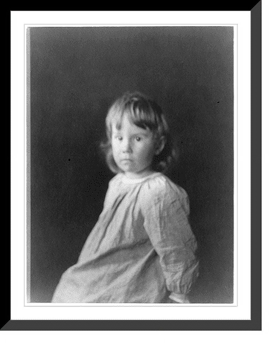 Historic Framed Print, [Seated girl with body facing left looking at ...
